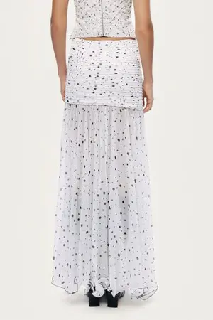 NOCTURNE Printed Slit-detail Maxi Skirt