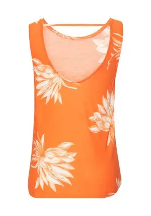 LASCANA Sleeveless Floral Print Tank Top - Orange Multi