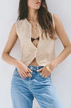 Mango Cotton Blend Sweater Vest