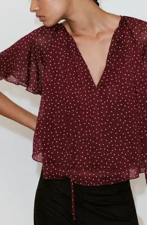 Mango Polka Dot Woven Shirt - Maroon