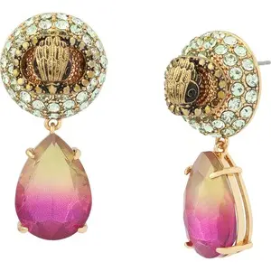 Kurt Geiger Eagle Pavé & Crystal Drop Earrings - Pink Multi