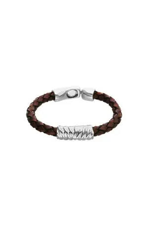 UNODE50 Sterling Plated Leather Bracelet - Silver