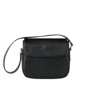 SARAH STEWART Sophia Leather Handbag With Ostrich Print - Black
