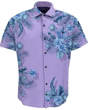 LORDS OF HARLECH Mali Floral Short Sleeve Shirt - Lavender