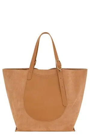 Longchamp Suede And Leather Open Tote