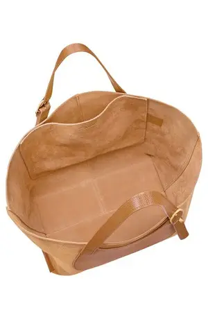 Longchamp Suede And Leather Open Tote
