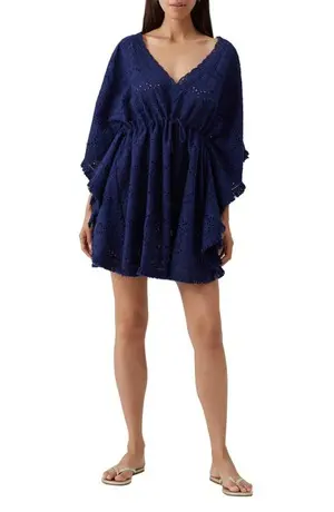 Melissa Odabash Ivy Cotton Eyelet Cover-up - Navy