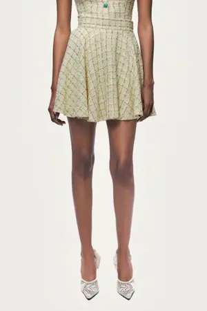 NOCTURNE Ruffle Tweed Mini Skirt - Multi-colored