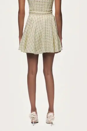 NOCTURNE Ruffle Tweed Mini Skirt
