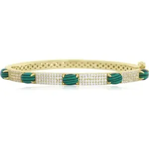 THE LOVERY FINE JEWELRY Cz Pave Station Bangle - Malachite