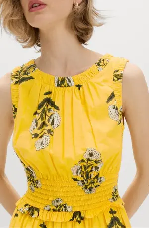 M&s Floral Pintuck Midi Dress