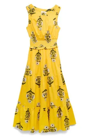 M&s Floral Pintuck Midi Dress