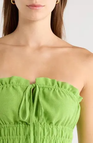 PACSUN Paige Smocked Crop Top - Green