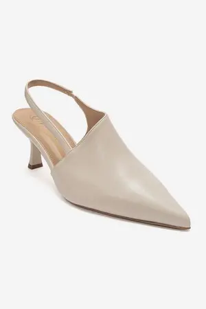 PROLOGUE SHOES Yarel Stiletto Slingback Pumps - Ecru