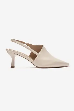 PROLOGUE SHOES Yarel Stiletto Slingback Pumps - Ecru