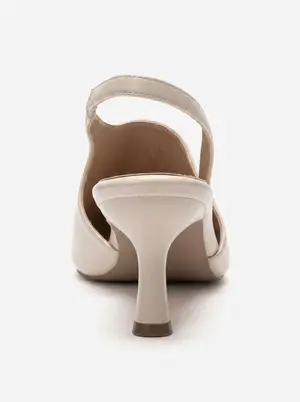 PROLOGUE SHOES Yarel Stiletto Slingback Pumps - Ecru