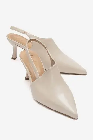 PROLOGUE SHOES Yarel Stiletto Slingback Pumps - Ecru