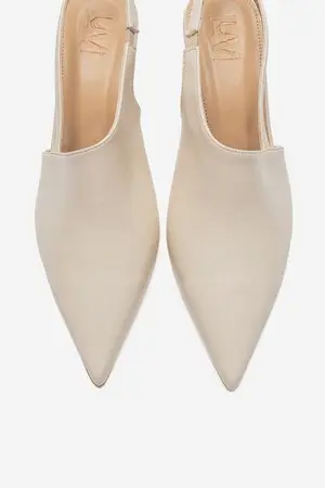 PROLOGUE SHOES Yarel Stiletto Slingback Pumps - Ecru