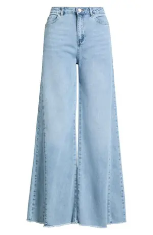 TRACTR Raw Edge Hem Wide Leg Jeans
