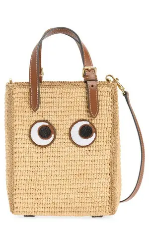 ANYA HINDMARCH Anya Hindmarch Mini Raffia Eyes Crossbody Tote
