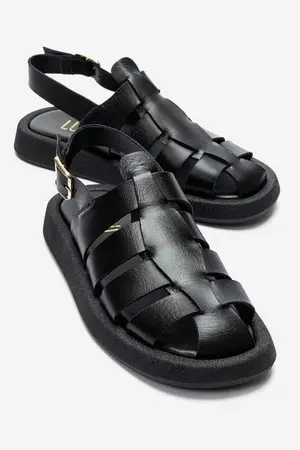 FOREVER & ALWAYS SHOES Joura Leather Sandal Black
