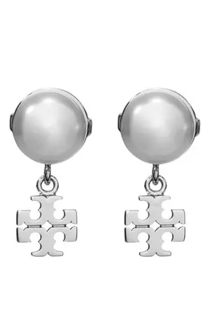 Tory Burch Moondance Faux Pearl Drop Earrings - Tory Silver/gray