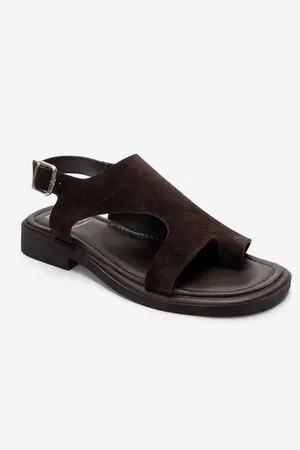 FOREVER & ALWAYS SHOES Burley Leather Slingback Sandal - Brown Suede