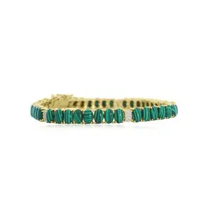THE LOVERY FINE JEWELRY Oval And Zirconia Tennis Bracelet - Malachite