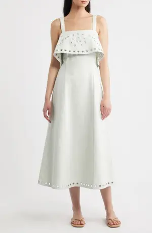 CLEOBELLA Kinsale Embroidered Eyelet Midi Dress - Skywriting