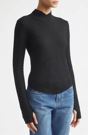 Victoria Beckham Georgia Merino Wool Rib Sweater