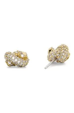 Kate Spade New York Pavé Knot Stud Earrings - Clear/gold.