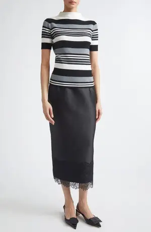EMILIA WICKSTEAD Winny Lace Trim Cloqué Pencil Skirt