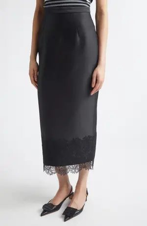 EMILIA WICKSTEAD Winny Lace Trim Cloqué Pencil Skirt