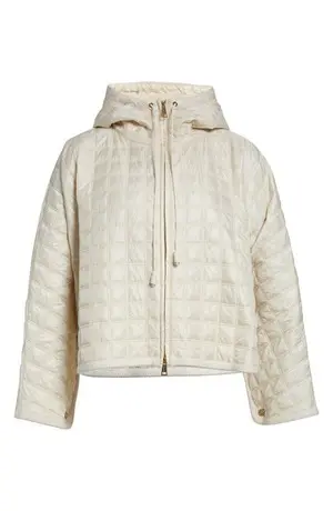 Moncler Boxy Quilted Nylon Cape Coat - Beige