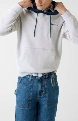 Guess Colorblock Cotton Fleece Hoodie - Grey