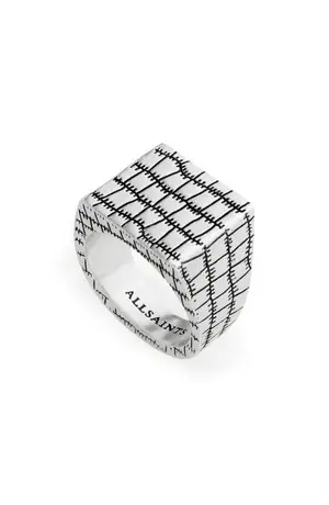 ALLSAINTS Croc Texture Signet Ring
