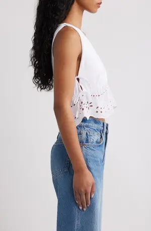 Mango Eyelet Embroidered Peplum Top With Side Ties