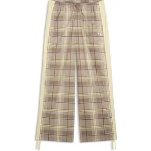PUMA T7 Relaxed Tartan Woven Pants - Mouse Gray