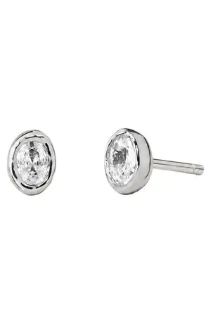MADE BY MARY Tova Organic Oval Stud Earrings - Silver