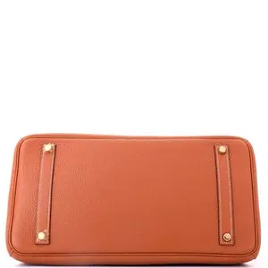 Hermès Birkin Handbag Brown Clemence With Gold Hardware 35