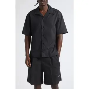Givenchy Short Sleeve Cotton Poplin Graphic Bowling Shirt - Black