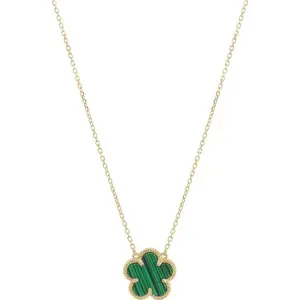 THE LOVERY FINE JEWELRY Single Spring Flower Necklace With - Malachite
