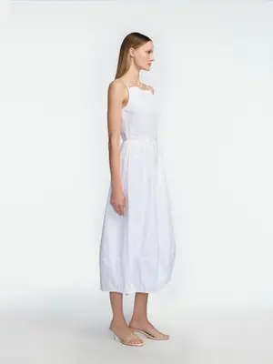 Lela Rose Cotton Poplin Bubble Hem Dress - White