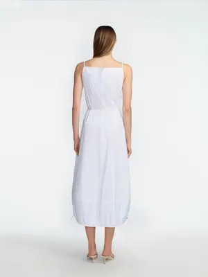 Lela Rose Cotton Poplin Bubble Hem Dress - White