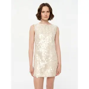 ALAS Embellished Two-layer Bridal Mini Dress - Ivory