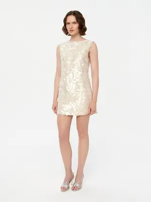 ALAS Embellished Two-layer Bridal Mini Dress