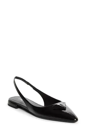Prada Puffy Logo Slingback Ballet Flat - Nero