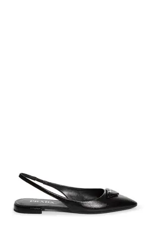 Prada Puffy Logo Slingback Ballet Flat