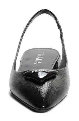 Prada Puffy Logo Slingback Ballet Flat