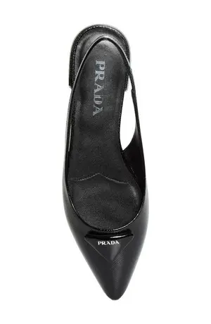 Prada Puffy Logo Slingback Ballet Flat